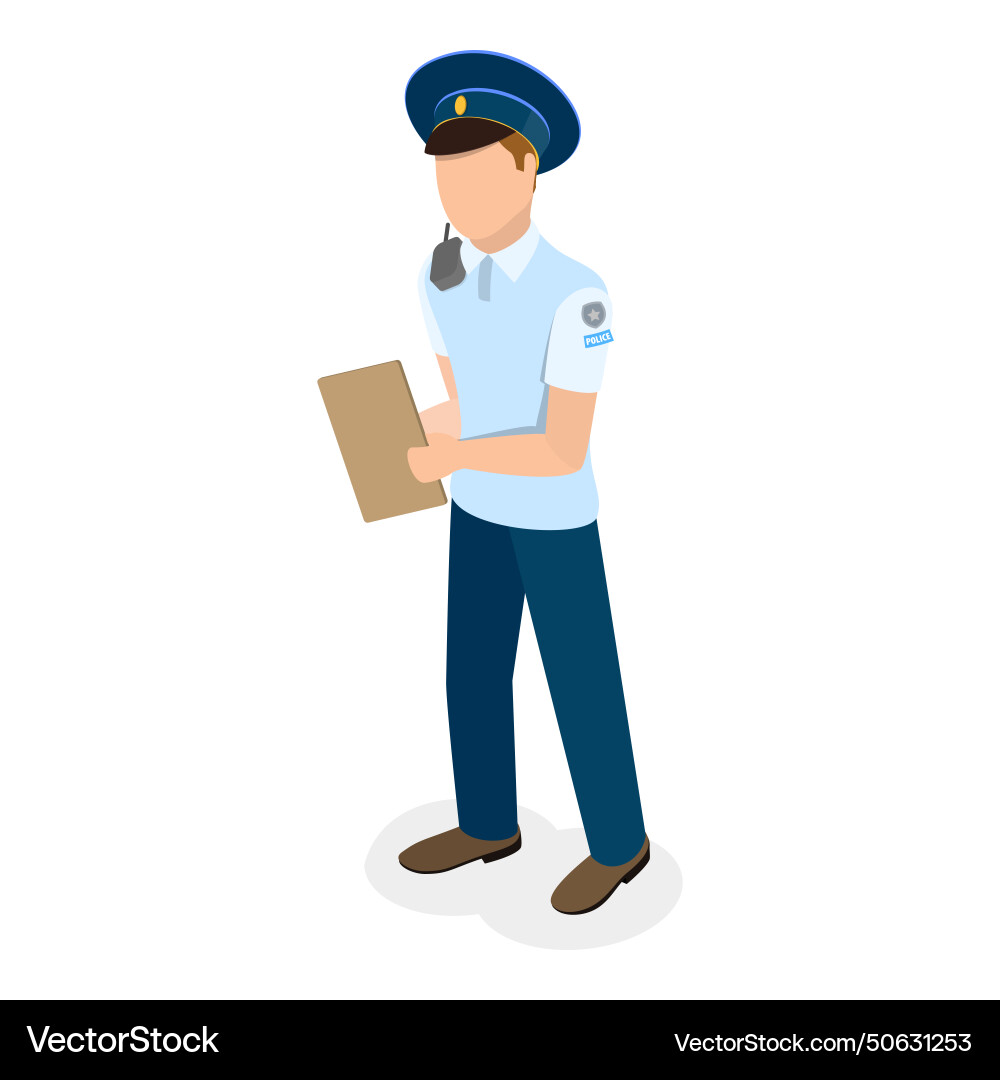 3d isometric flat set of traffic policeman Vector Image