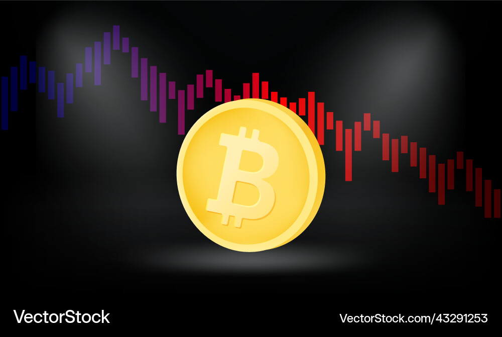 Bitcoin crisis concept with exchange rate graphic Vector Image