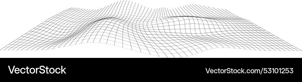 Black line wireframe grid topography landscape Vector Image