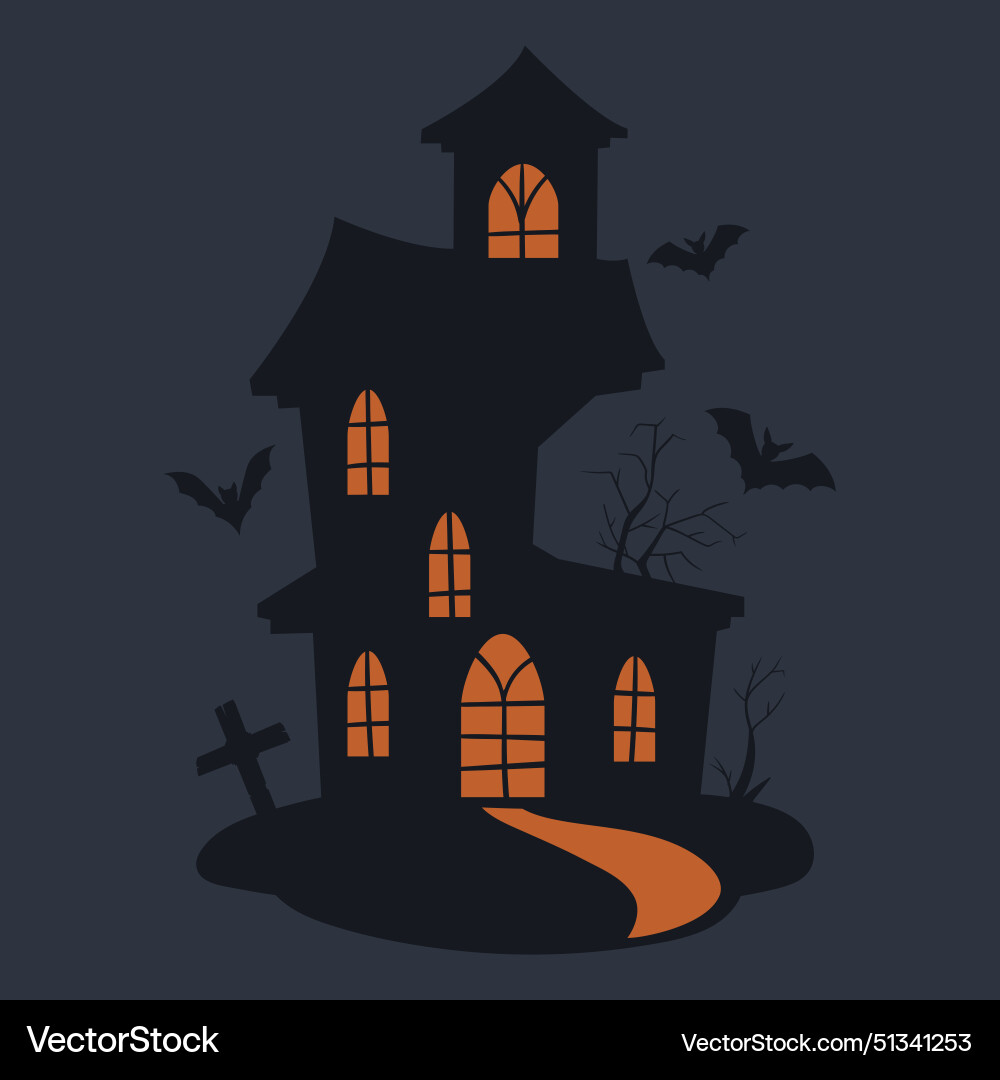 Cartoon creepy house with ghosts ghost Royalty Free Vector