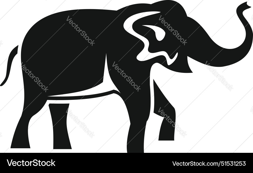 Elephant raising trunk silhouette icon Royalty Free Vector
