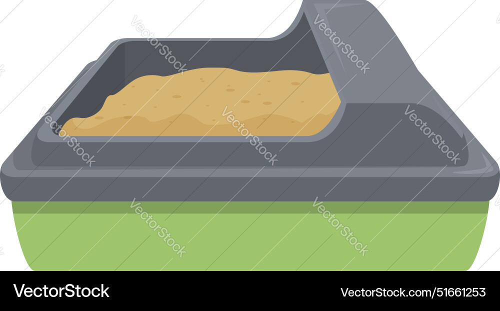 Green plastic litter box with scoop for cats Vector Image