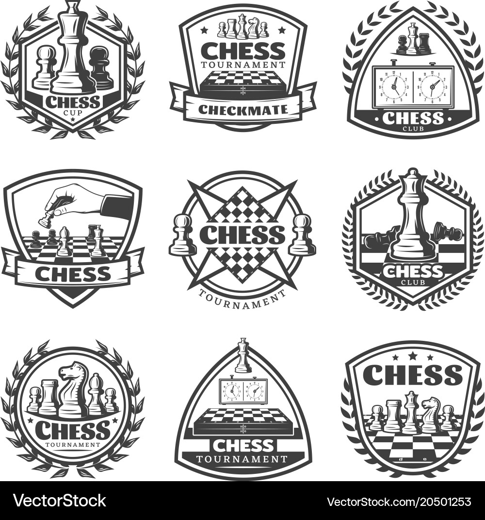 Monochrome Chess Game Labels Royalty Free Vector Image