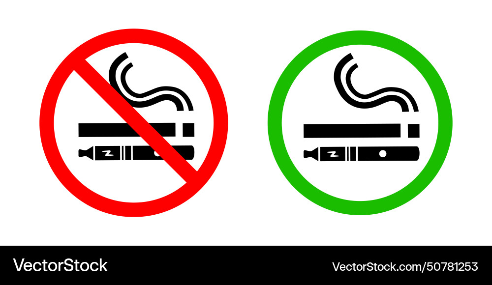 No smoking vaping and area sign set Royalty Free Vector