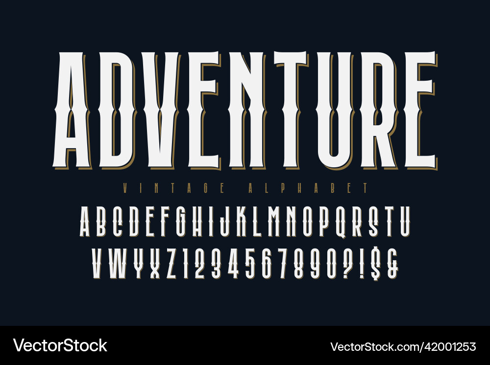 Original retro alphabet condensed letters Vector Image