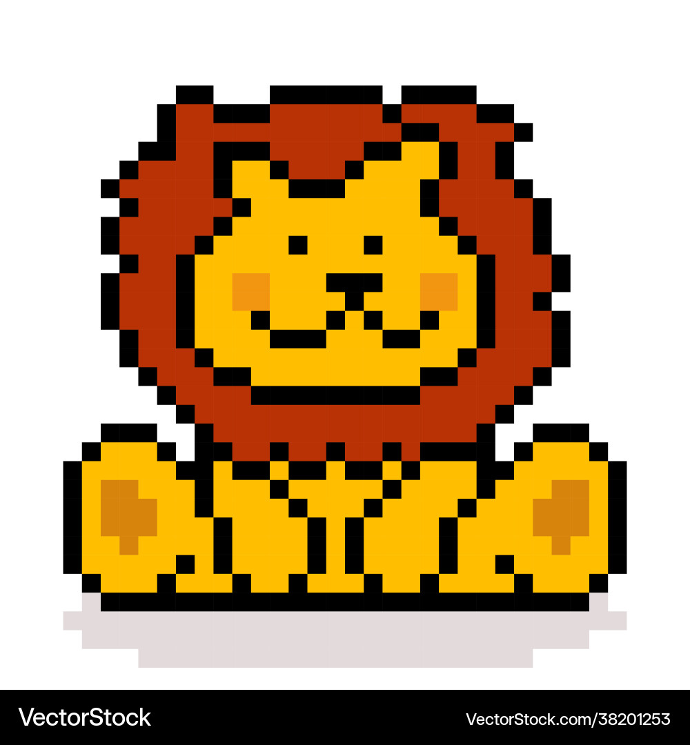 Pixel lion image for 8 bit game assets Royalty Free Vector