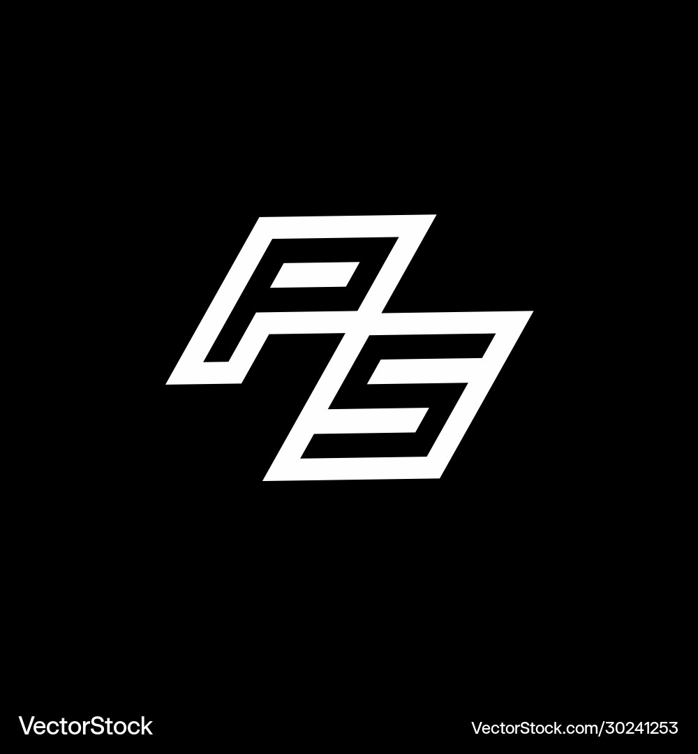 Ps logo monogram with up to down style negative Vector Image