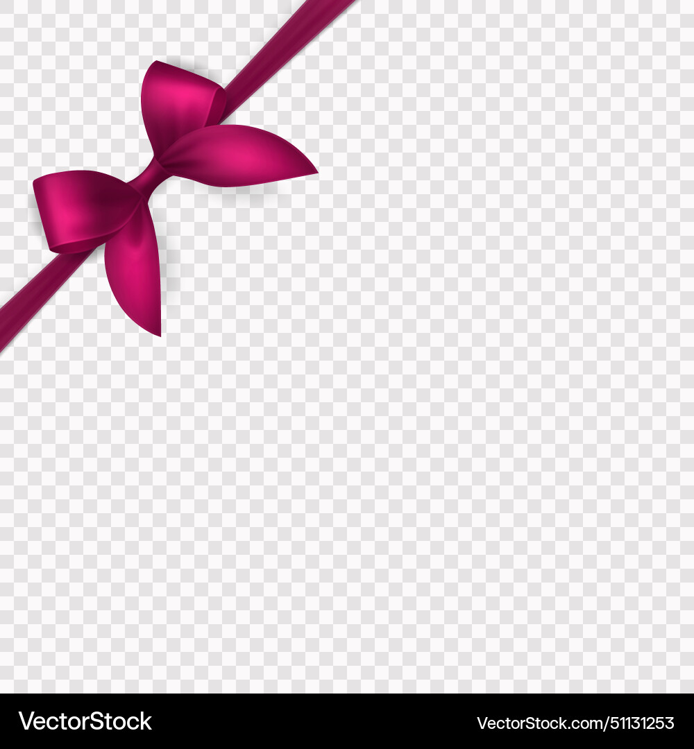 Realistic silk pink gift ribbon satin bow Vector Image