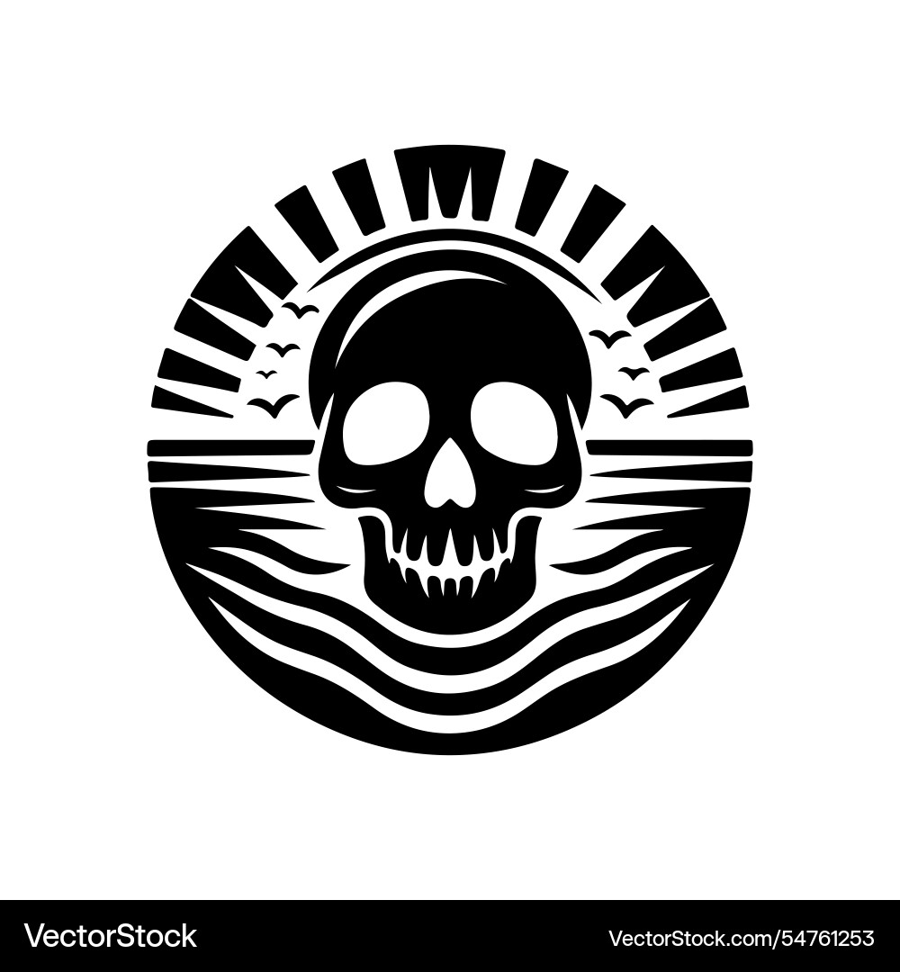 Trendy skull beach silhouette - perfect Royalty Free Vector