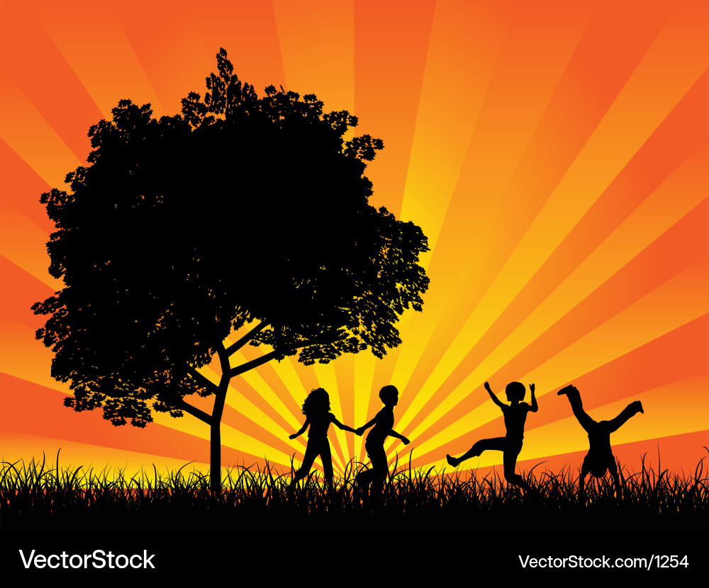 Children playing Royalty Free Vector Image - VectorStock