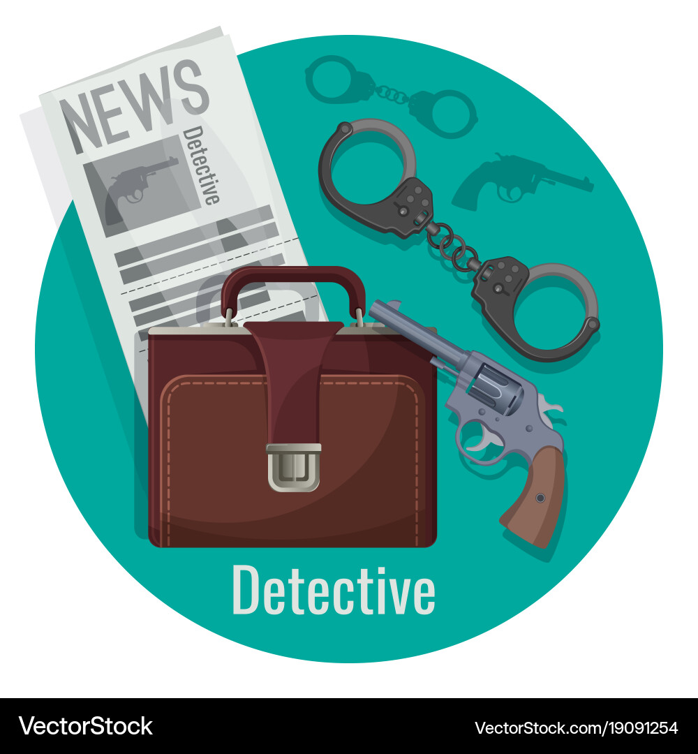 Detective officer accessories set inside isolated Vector Image