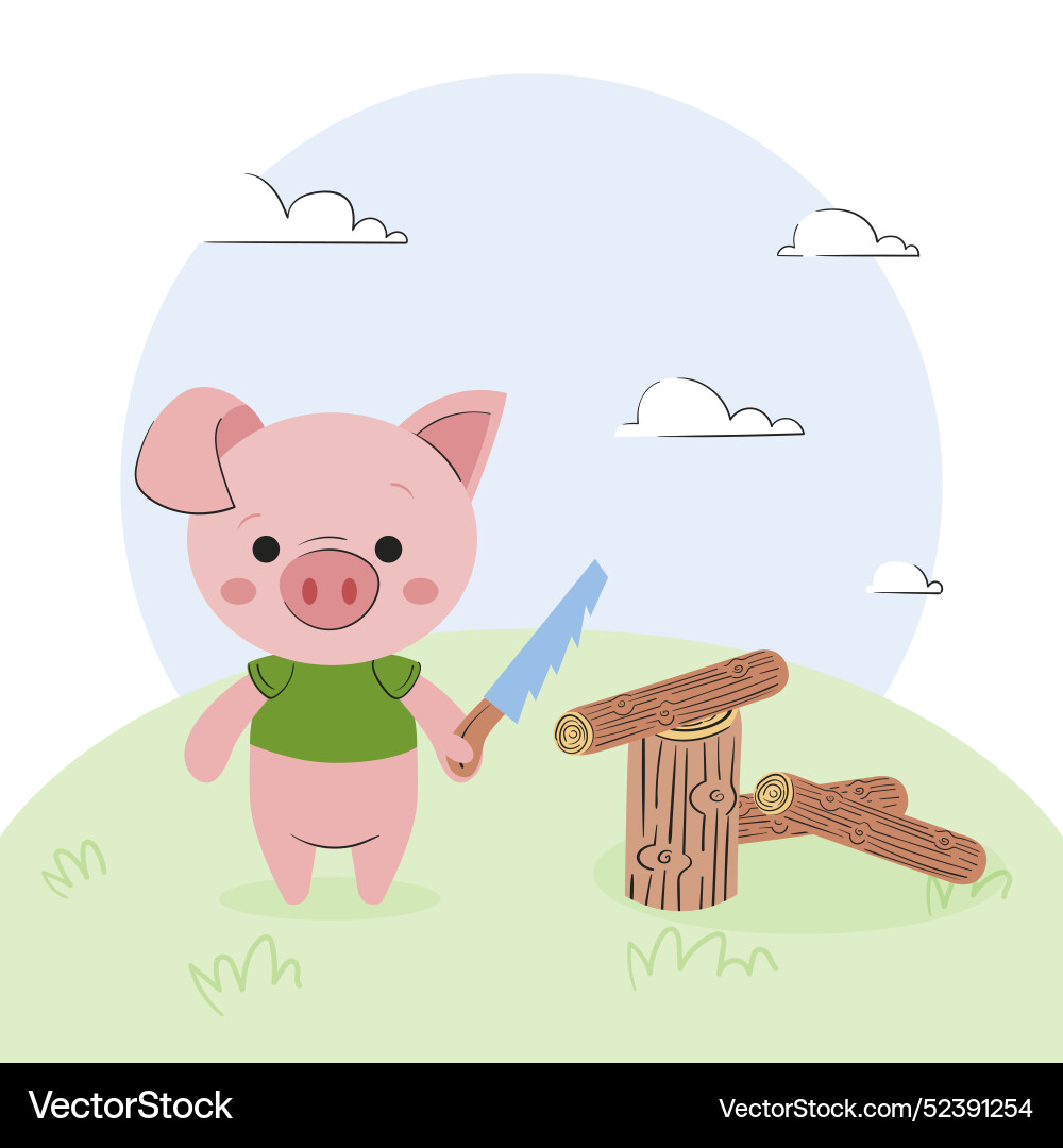 Hand drawn the three little pigs Royalty Free Vector Image