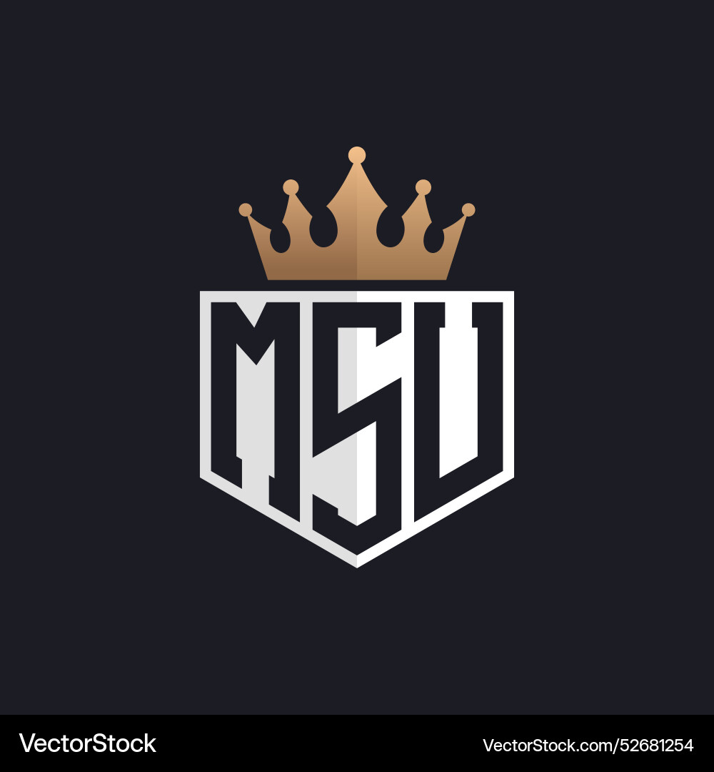 Luxury msu logo with crown elegant initials Vector Image