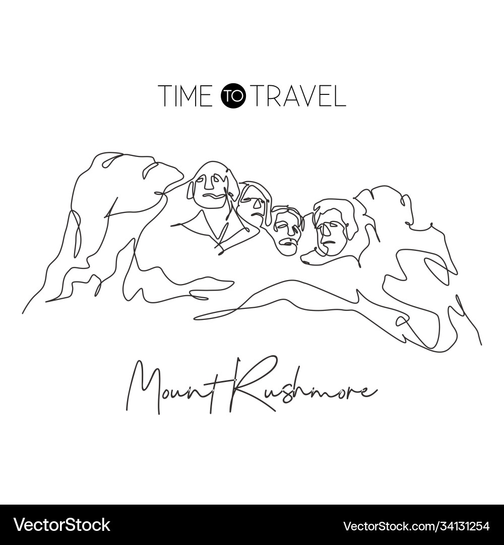 One single line drawing mount rushmore national Vector Image