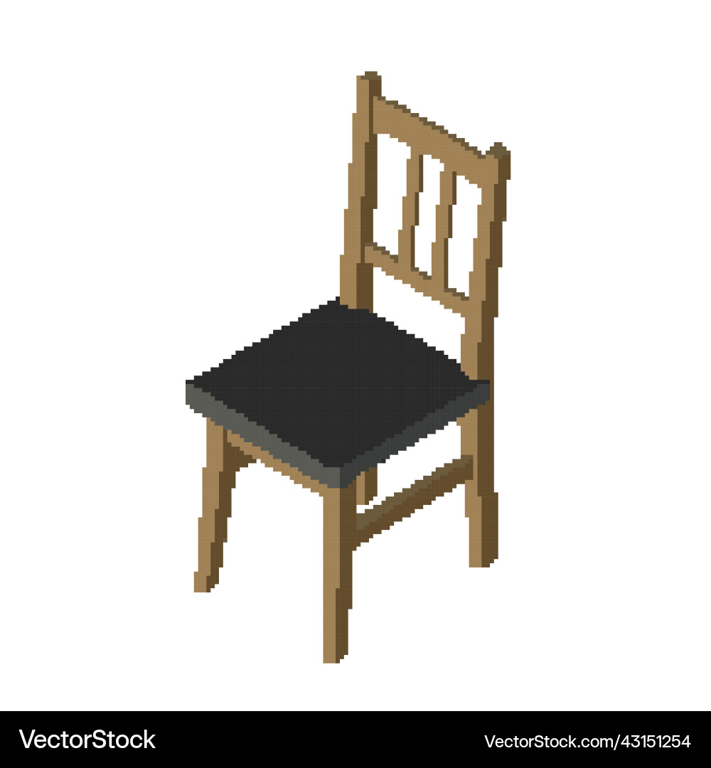 Pixelated chair pixel art 3d isometric Royalty Free Vector