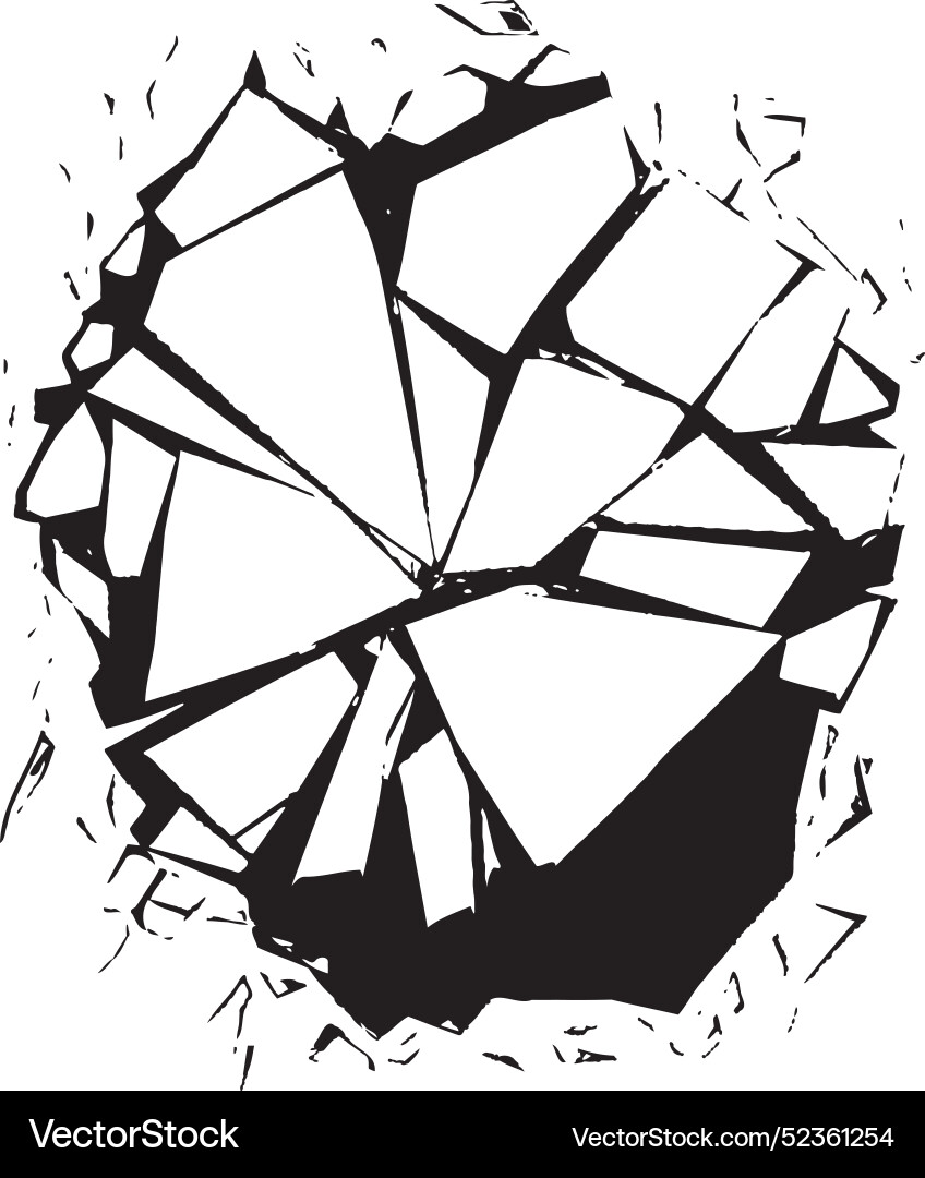 Radiant rupture glass fragment Royalty Free Vector Image