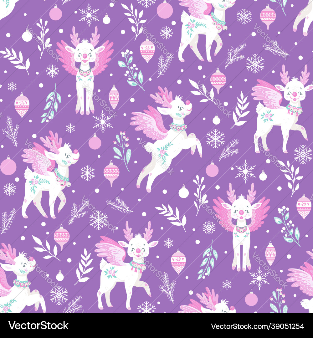 Seamless christmas holiday pattern with deer Vector Image