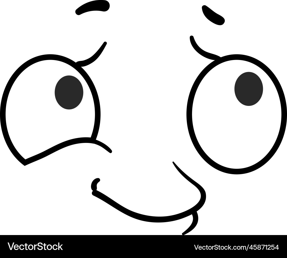 Smirking face happy comic expression cartoon Vector Image