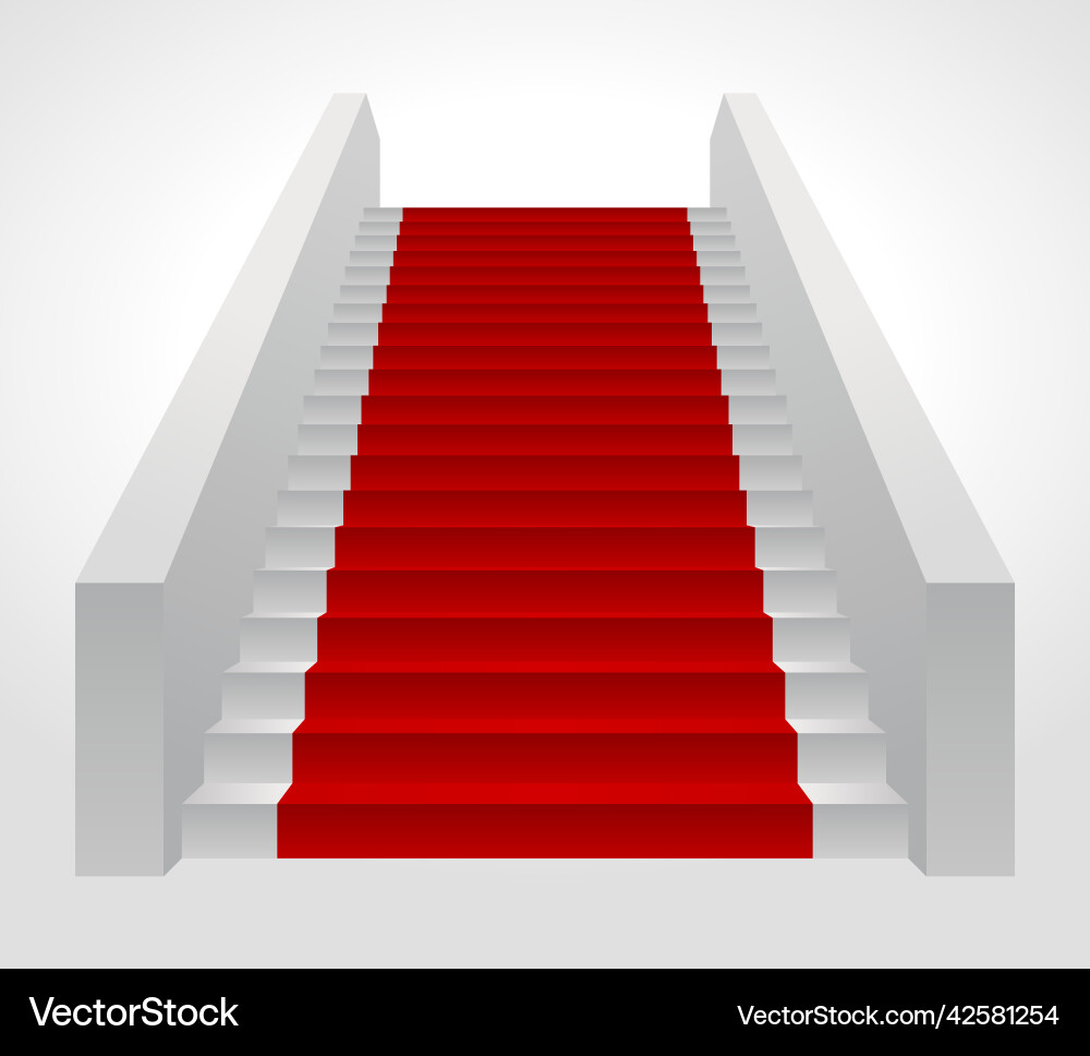 Stairs with bright red carpet Royalty Free Vector Image