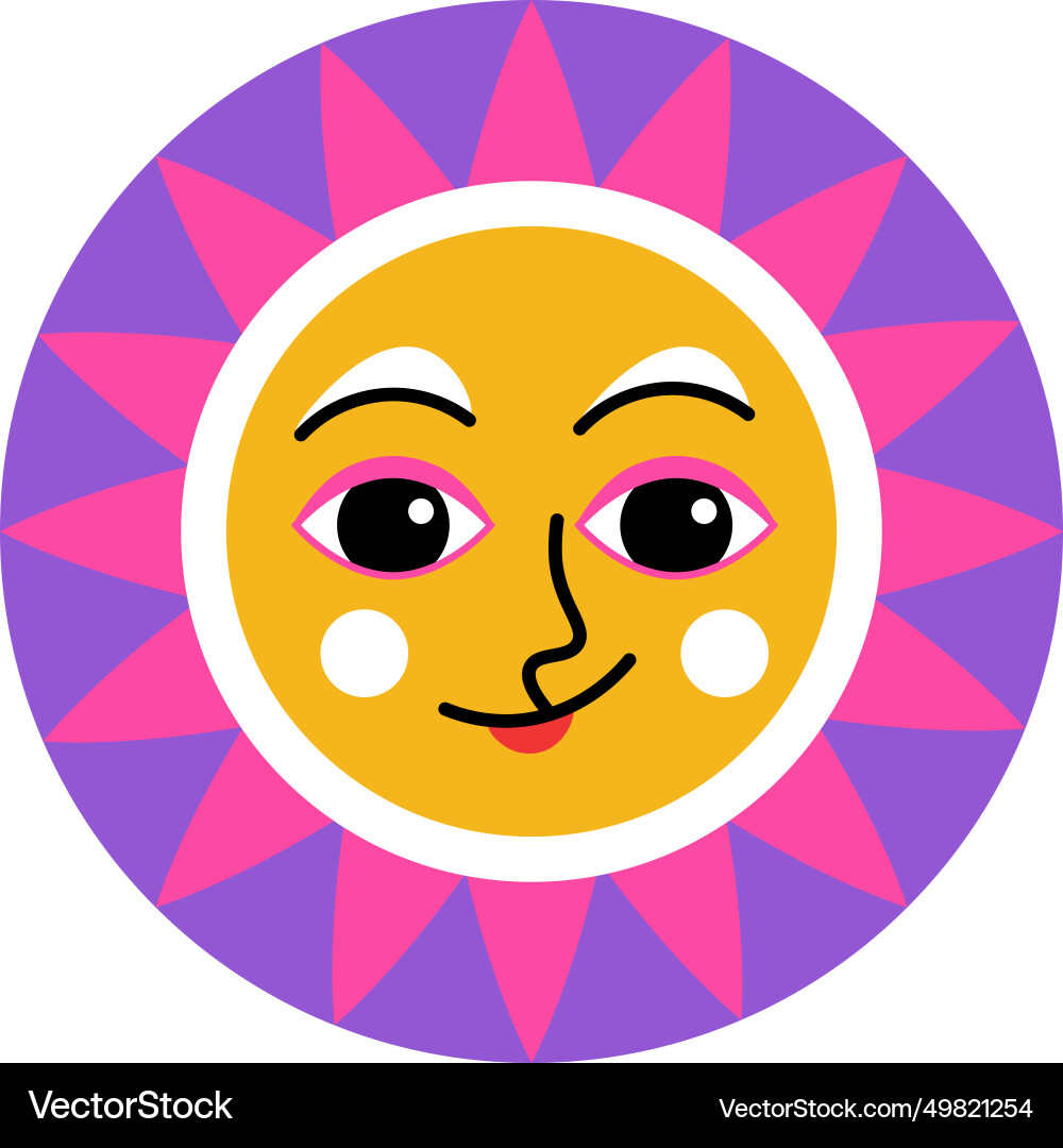 Sun character emoticon with funny smile expression