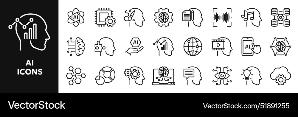 AI & Machine Learning Icons Royalty Free Vector Image