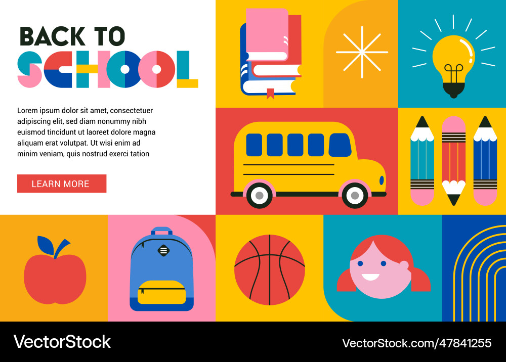 Back to school geometrical modern style design Vector Image