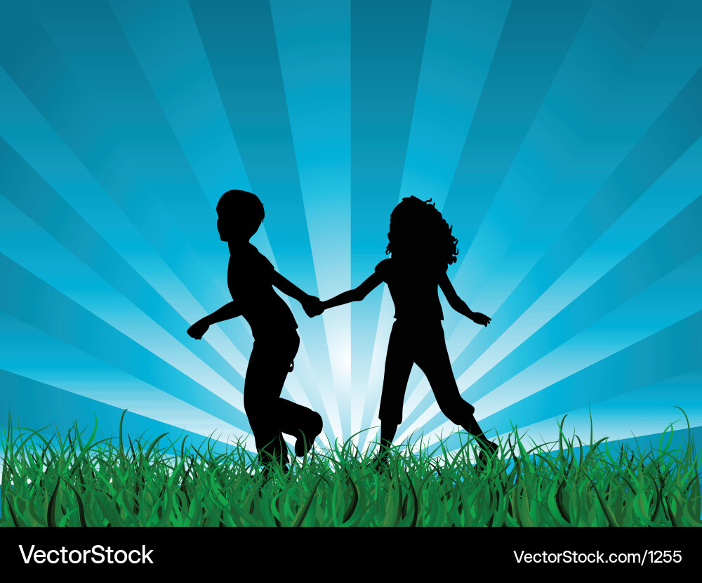 Children running Royalty Free Vector Image - VectorStock