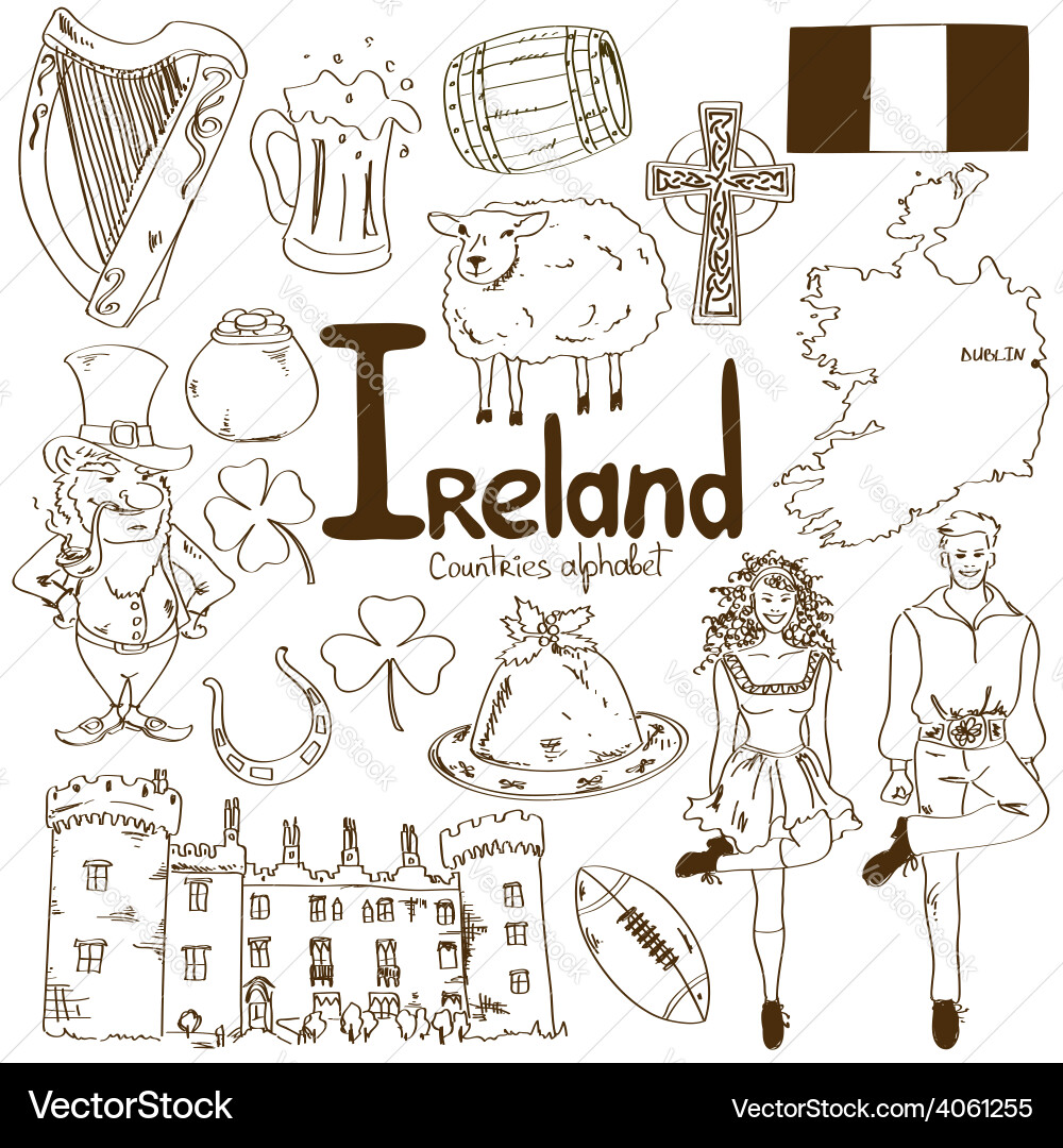 Collection of irish icons Royalty Free Vector Image