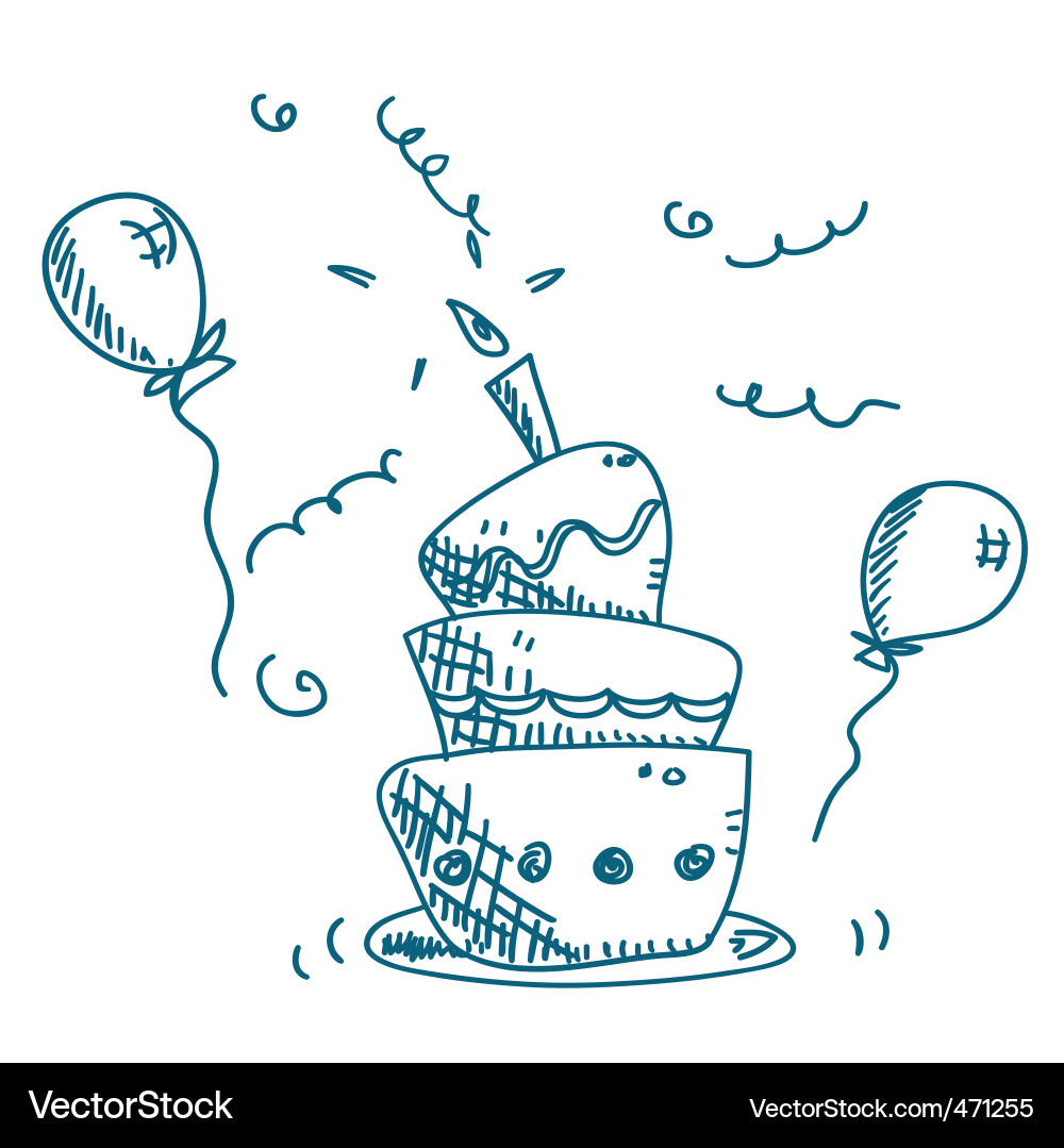 Doodle cake Royalty Free Vector Image - VectorStock