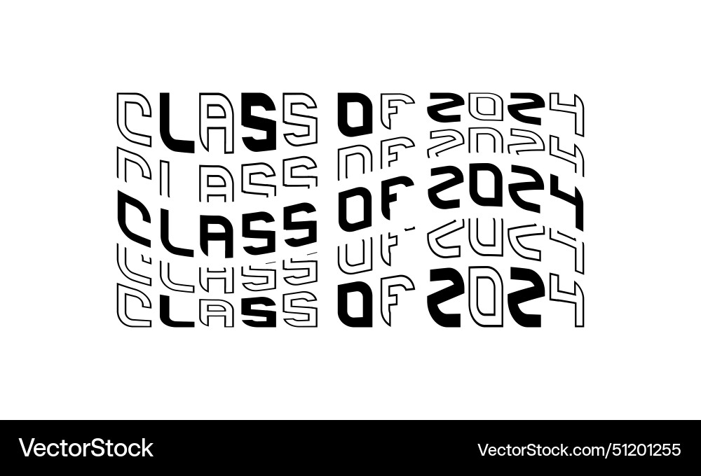Hand drawn text class of 2024 design Royalty Free Vector