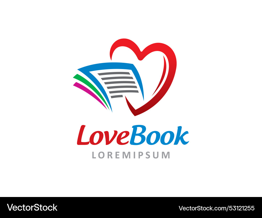 Love book logo symbol or icon template Royalty Free Vector