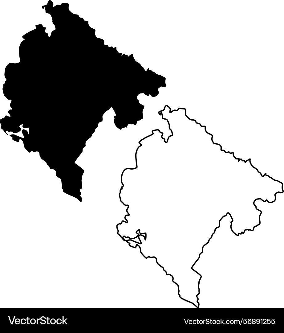Map of montenegro silhouette flat and outline Vector Image