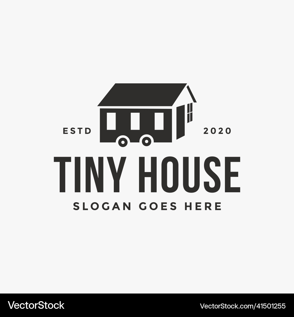 Minimalist tiny house trailer logo icon Royalty Free Vector
