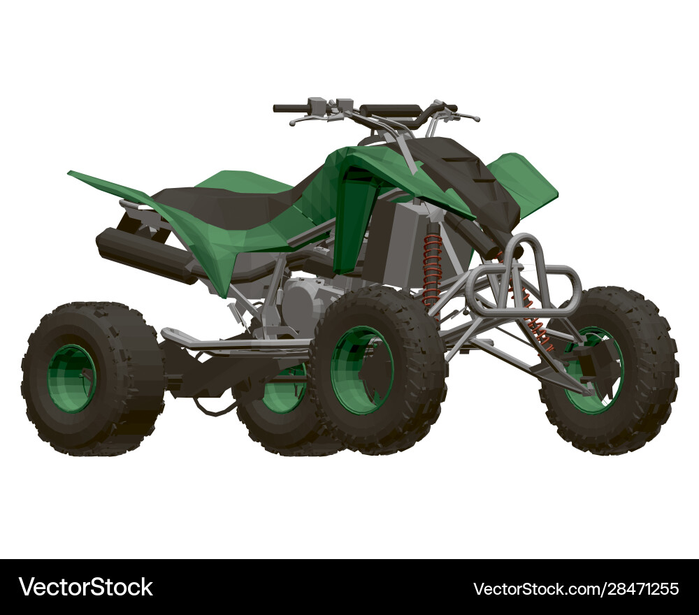 Polygonal green atv isolated on a white background