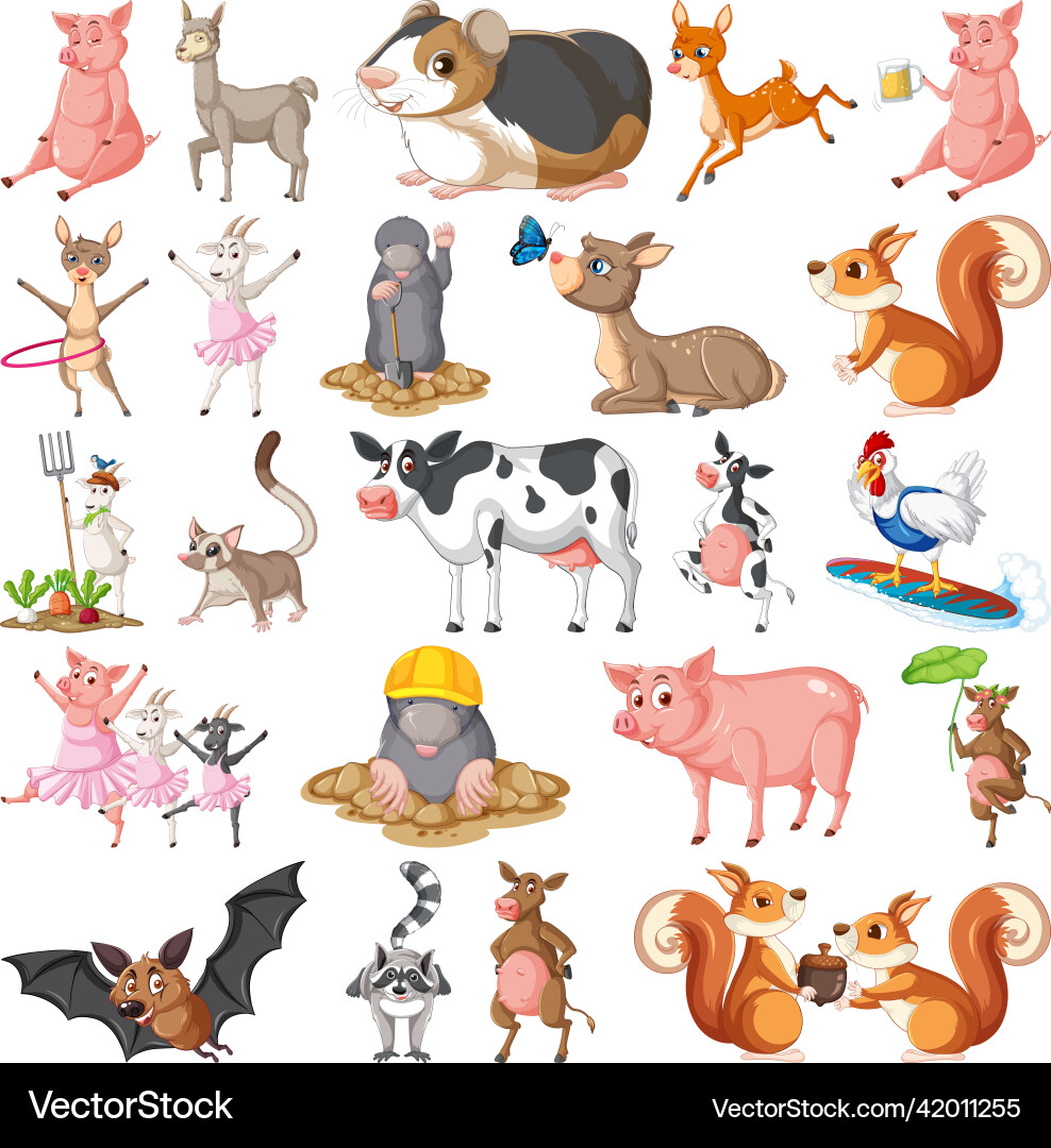 Set of different kids animals Royalty Free Vector Image