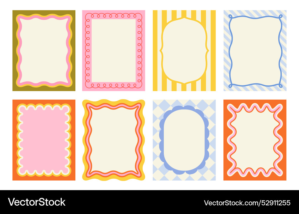 Wavy Frame Collection - Retro Doodle Royalty Free Vector