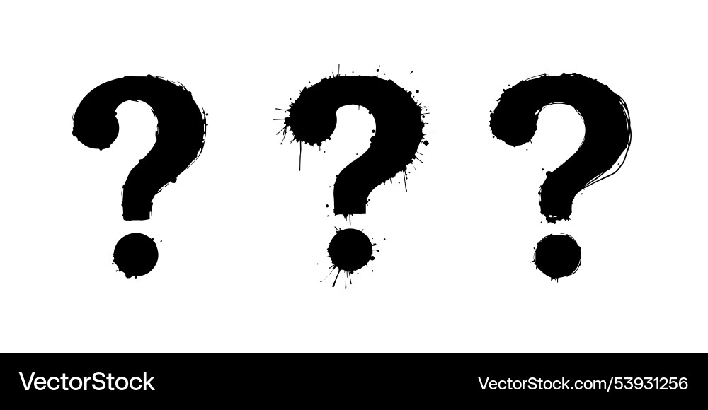 Black question marks set in distressed grunge Vector Image
