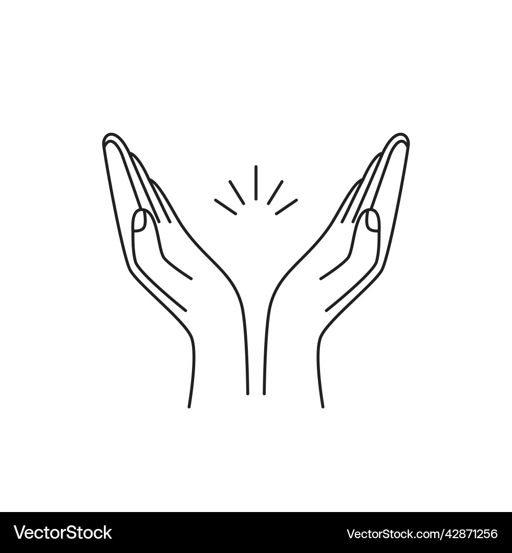Black thin line prayer hands like praise icon Vector Image