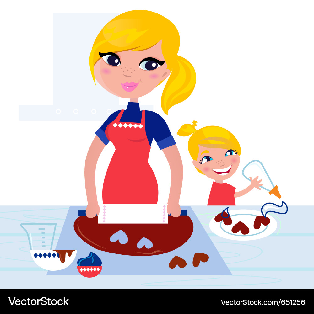 Child helping mother Royalty Free Vector Image