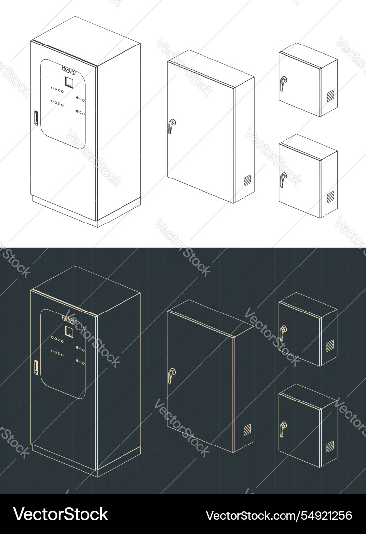 Electrical panels blueprints Royalty Free Vector Image