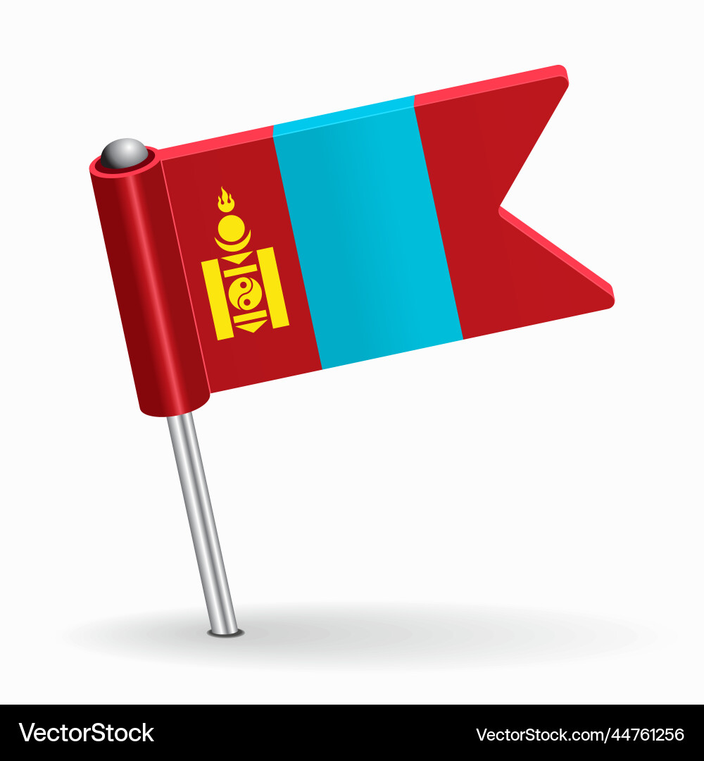 Mongolian flag map pointer layout Royalty Free Vector Image