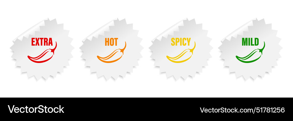 Realistic round stickers with spicy chili Vector Image