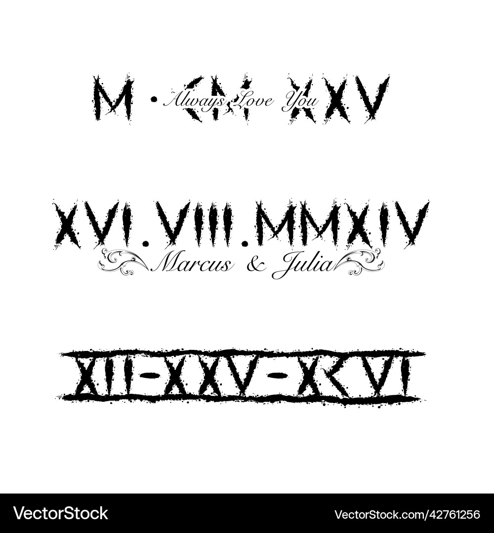 Runic roman numbers lovely dates Royalty Free Vector Image