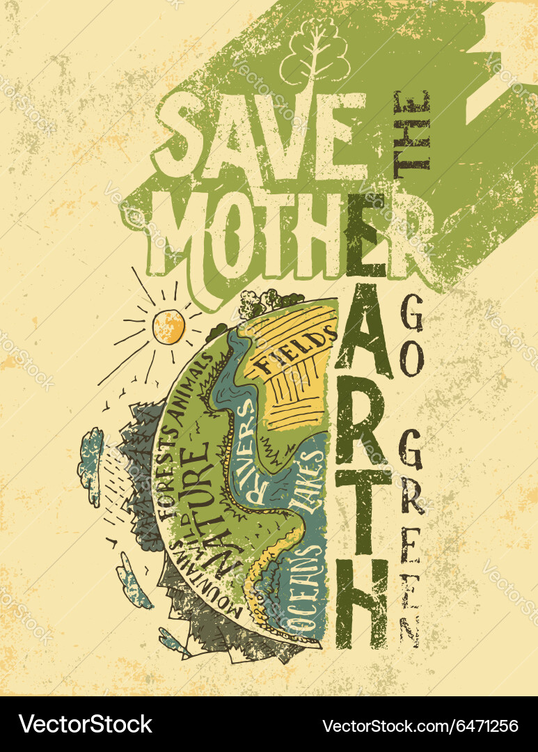 Save the mother earth concept eco poster Vector Image