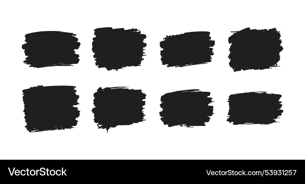 Black distressed grunge brush strokes set Vector Image