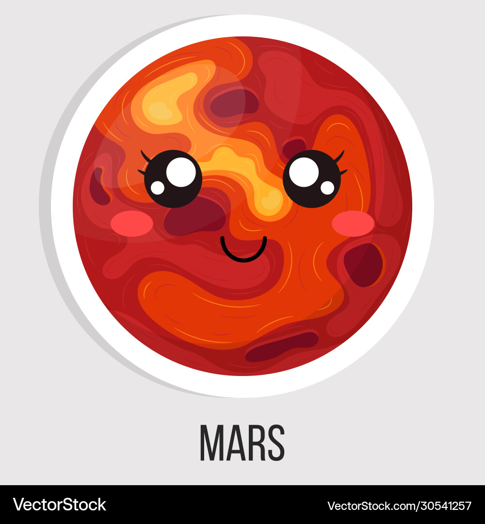 Cartoon cute mars planet isolated on white Vector Image