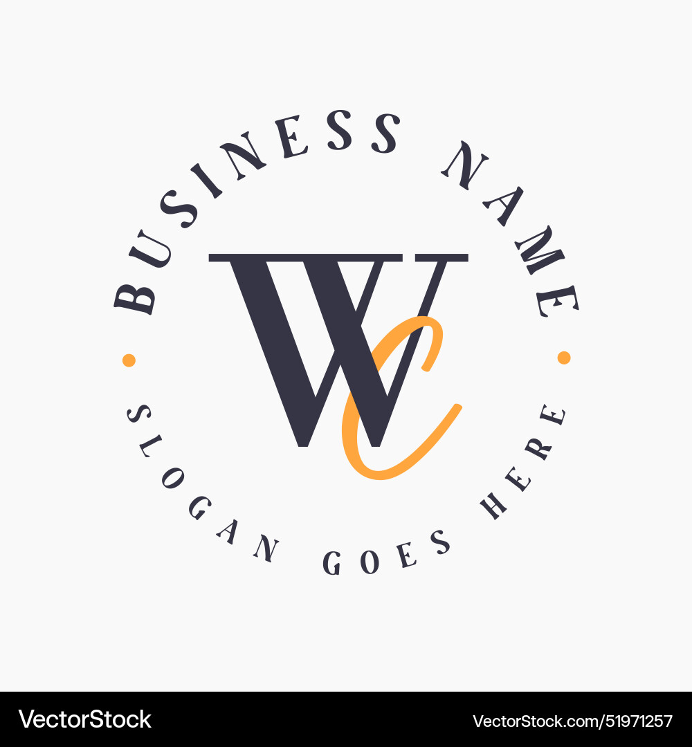 Elegant letter wc initials logo for corporate Vector Image