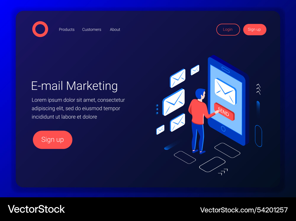 Email marketing isometric concept communication Vector Image
