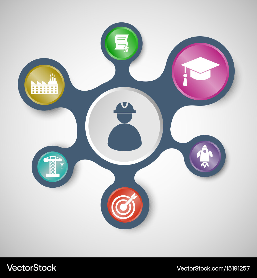 Engineering infographic templates with connected Vector Image