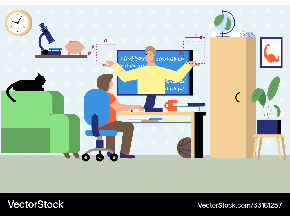 Online math tutor composition Royalty Free Vector Image